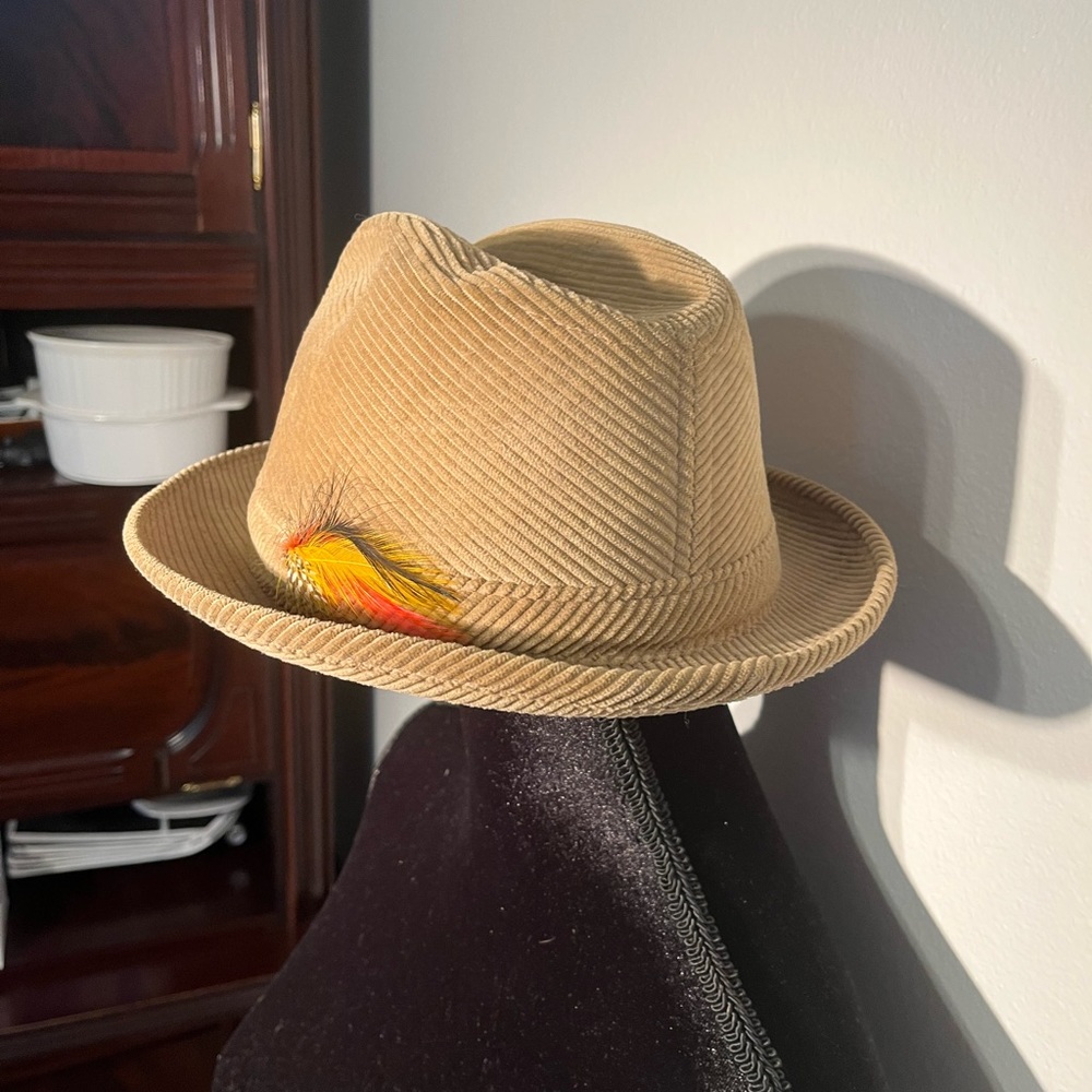Vintage Corduroy Fedora/Trilby Style Hat Size L - Gem